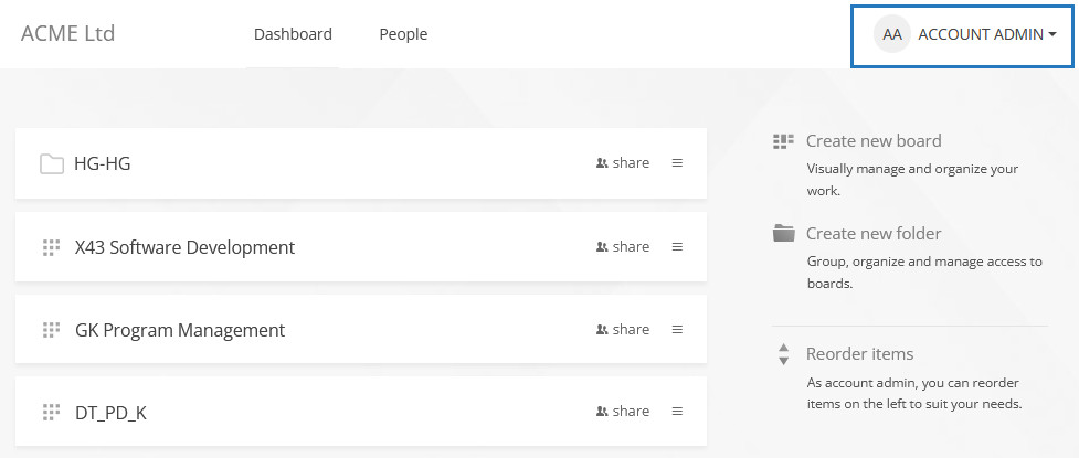 Account management | Kanban Tool Support