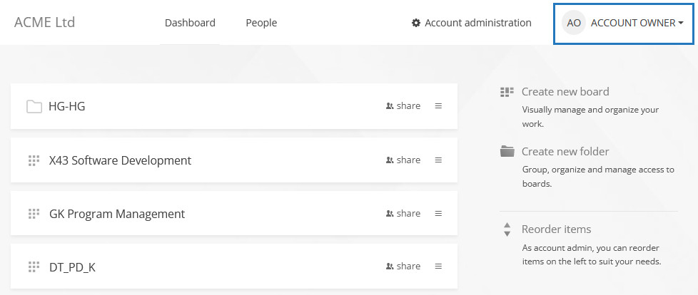 Account management | Kanban Tool Support