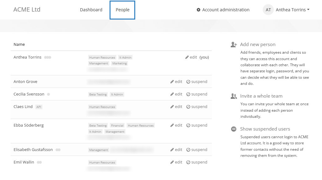 Account management | Kanban Tool Support